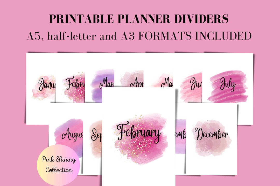 12 Monthly Planner Dividers Monthly Dividers Cover Sheets - Etsy