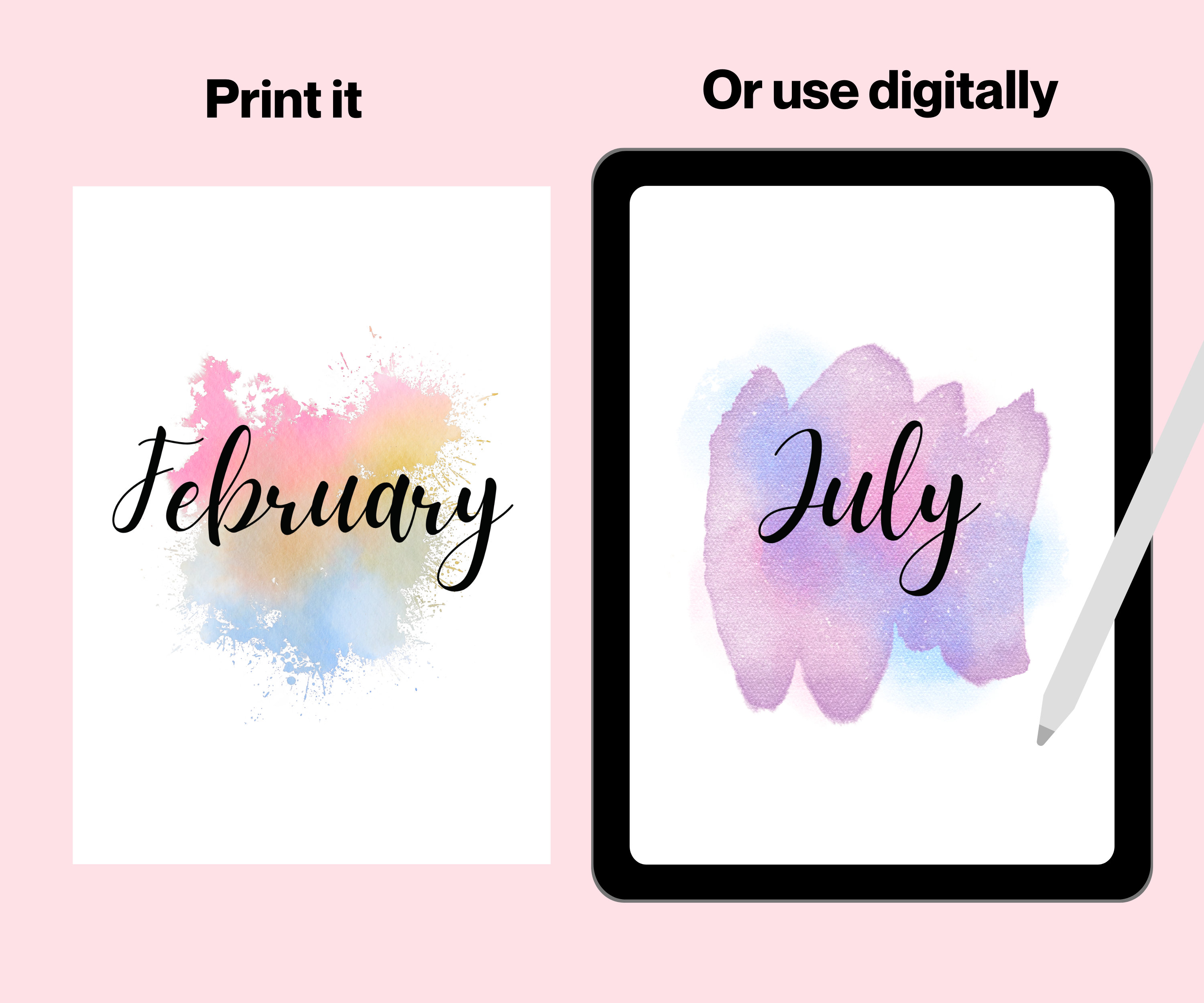 12 Monthly Planner Dividers, Monthly Dividers, Cover Sheets, Printable ...