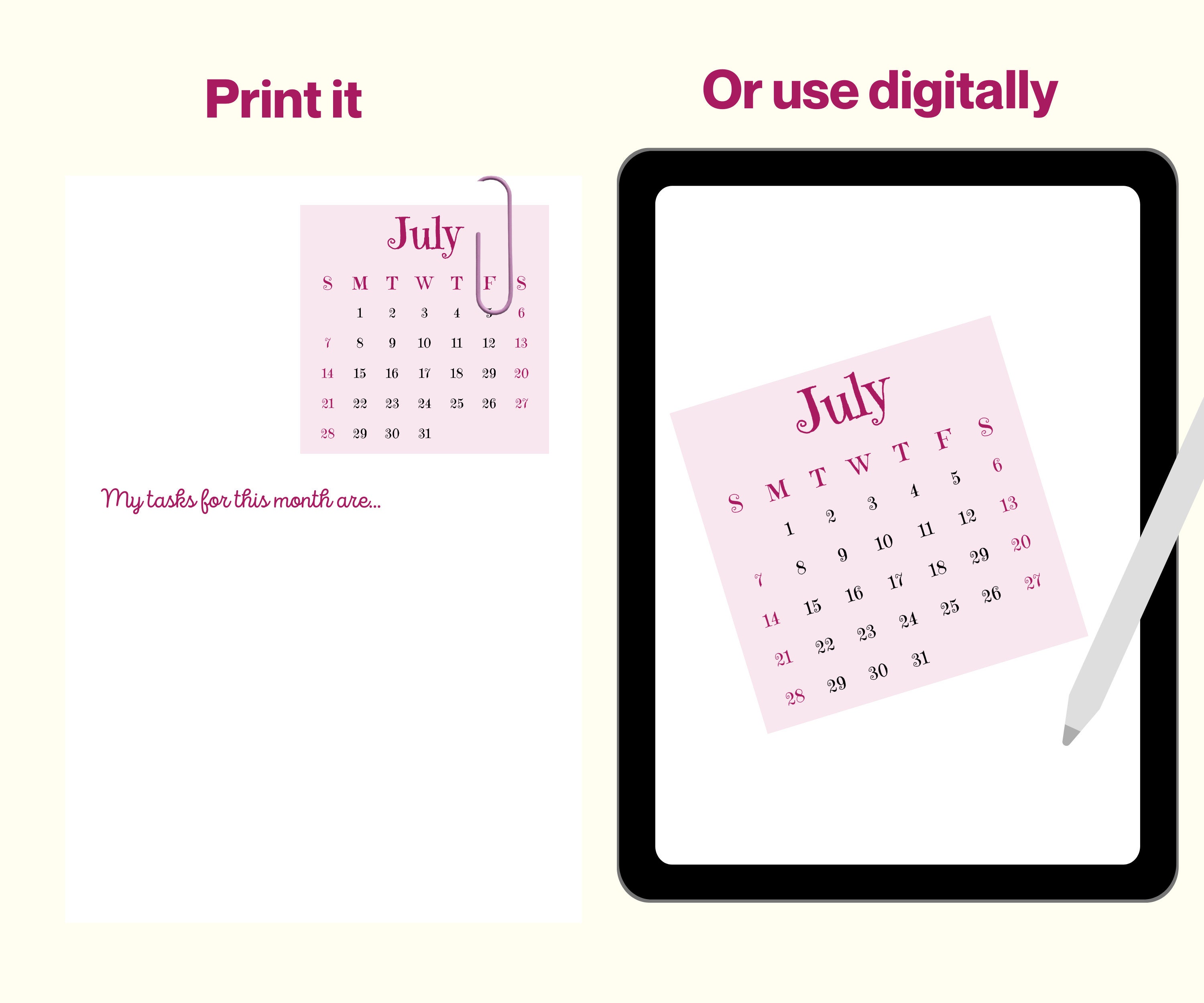 US Calendar 2024, Planner Dividers, Cover Sheets, Printable Planner ...