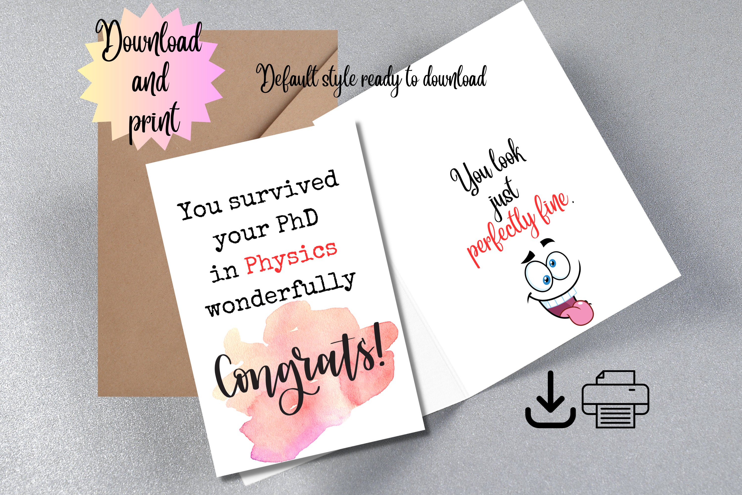 Funny Phd Graduation Card - Printable - Customizeble - Phd Student Gift ...