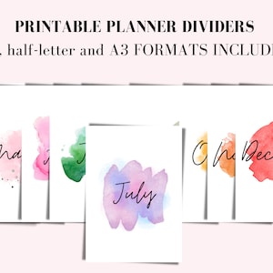 12 Monthly Planner Dividers, Monthly Dividers, Cover Sheets, Printable ...