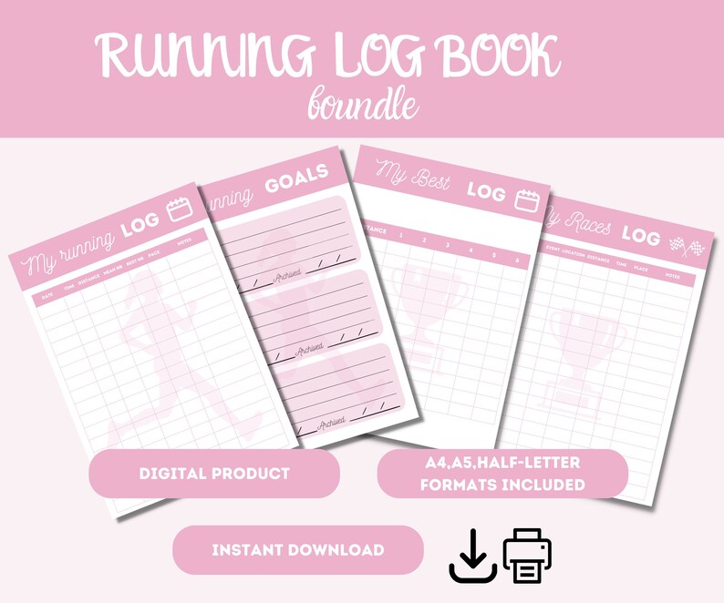 Cute Style Running Log Printable Template - Etsy