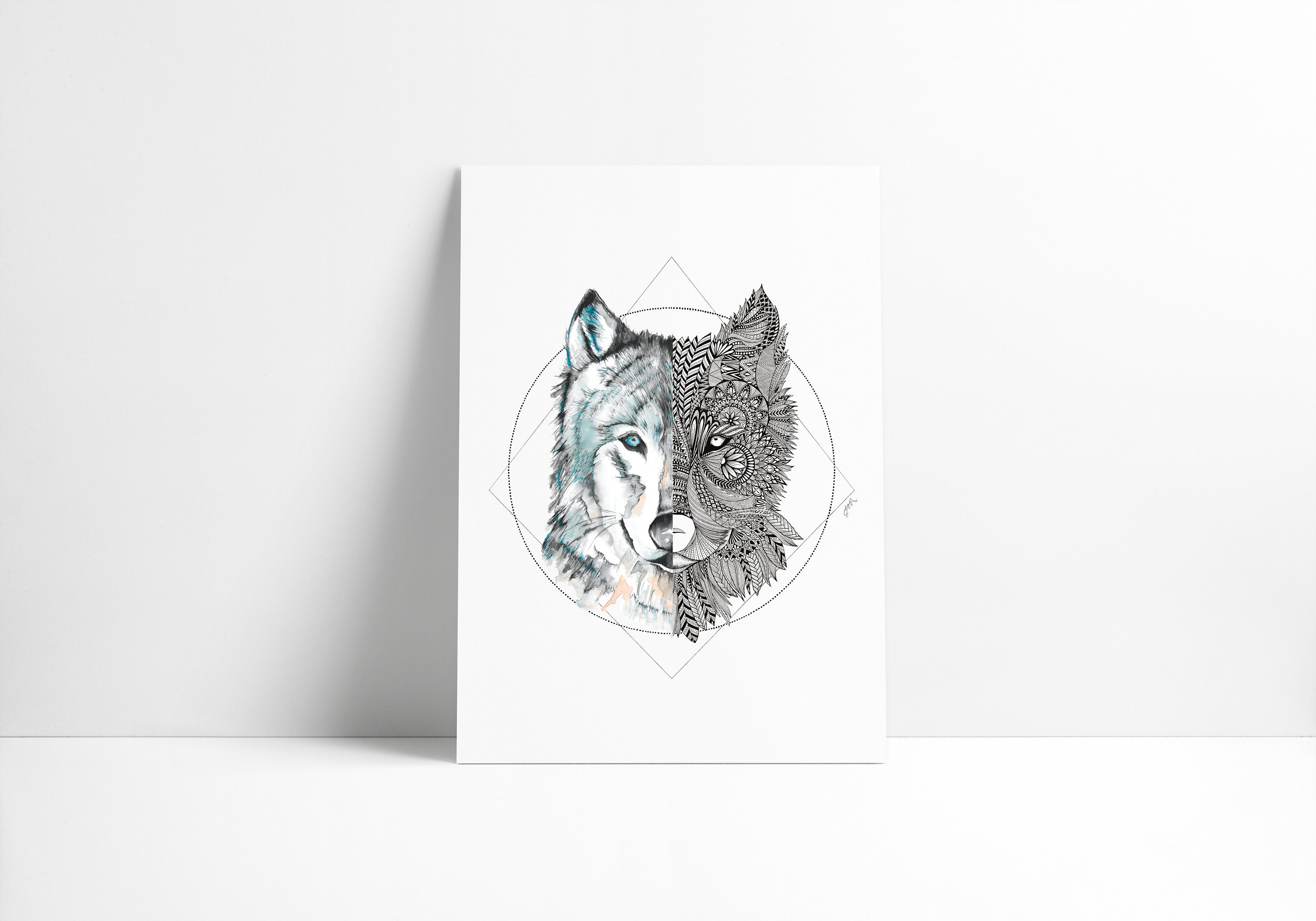 Wolf Print | Wolf Illustration | Lone Wolf Artwork | Wall Illustration ...
