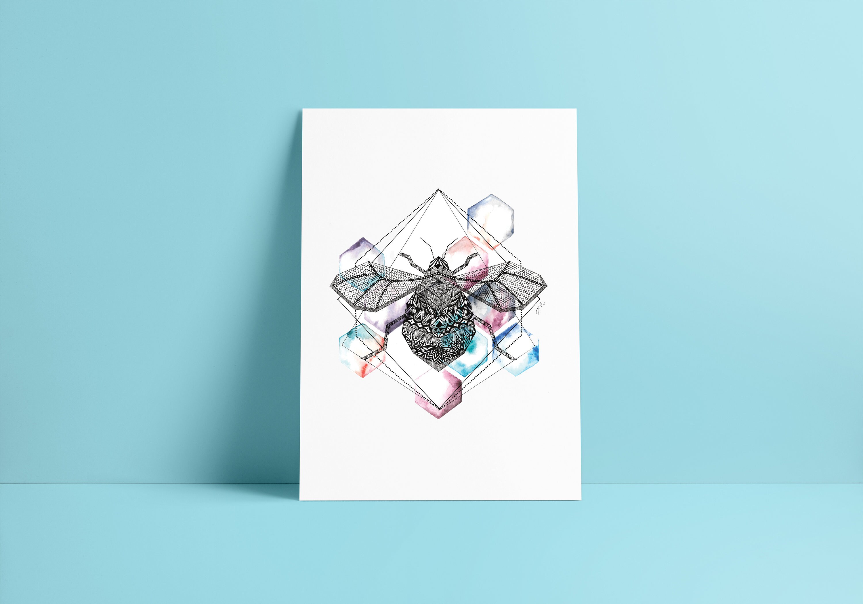 Bee Print Spring Print Bee Artwork Wall Illustration Unframed A4 A3 ...