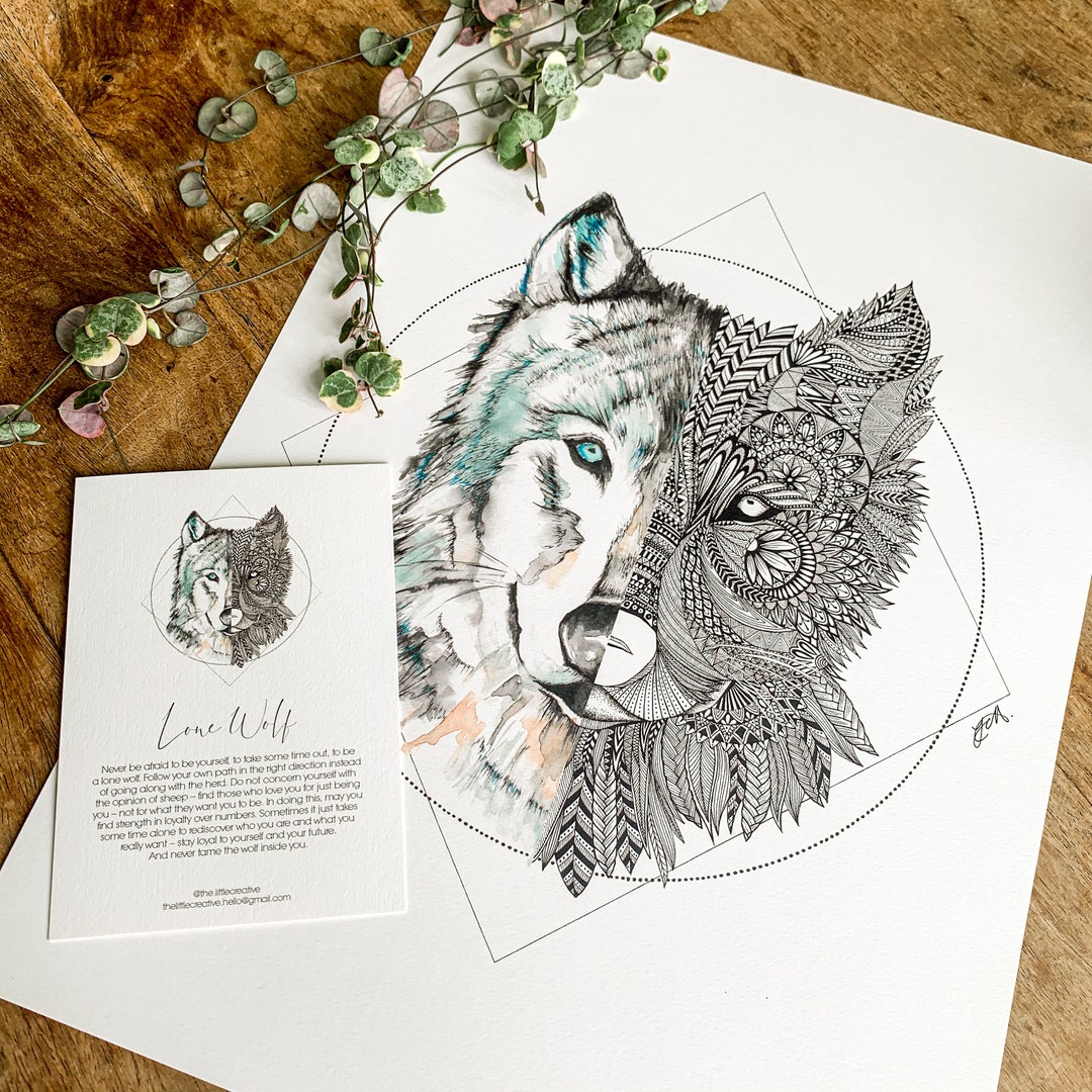 Wolf Print | Wolf Illustration | Lone Wolf Artwork | Wall Illustration ...