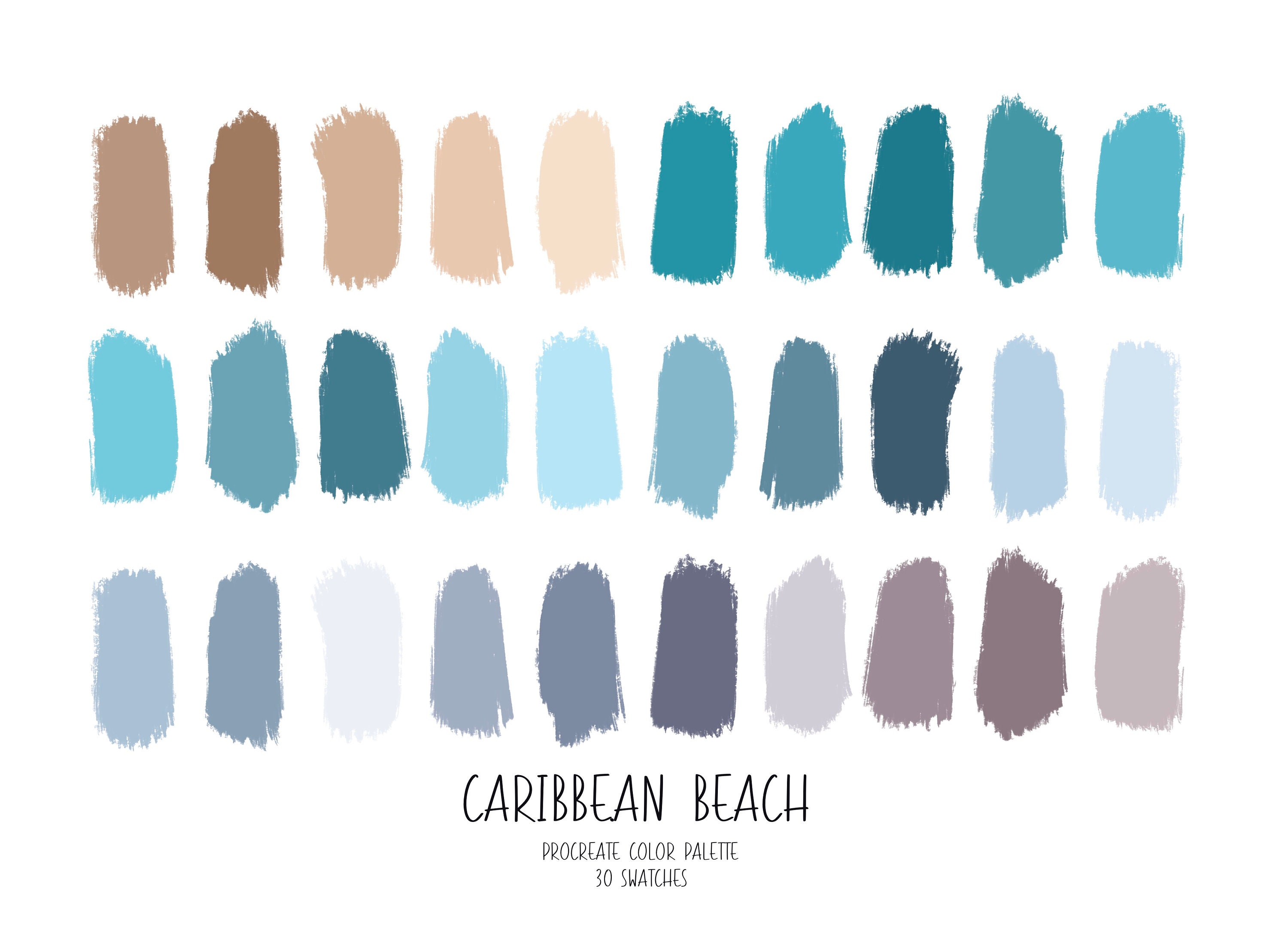 Caribbean Beach | Procreate Color Palette | 30 Colors | iPad | Instant ...