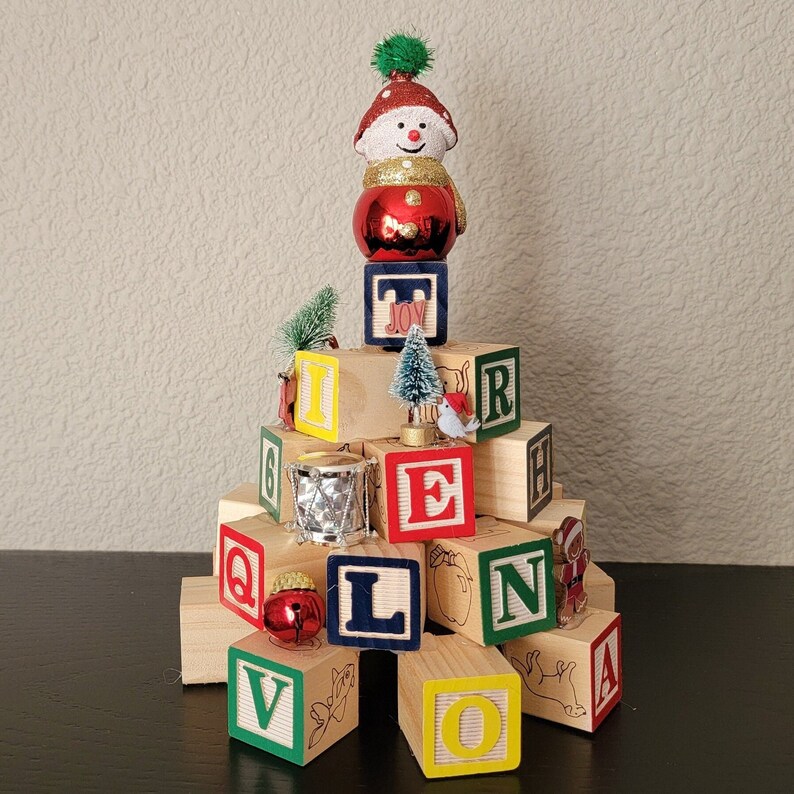 Alphabet Block Tree With Decorations - Etsy