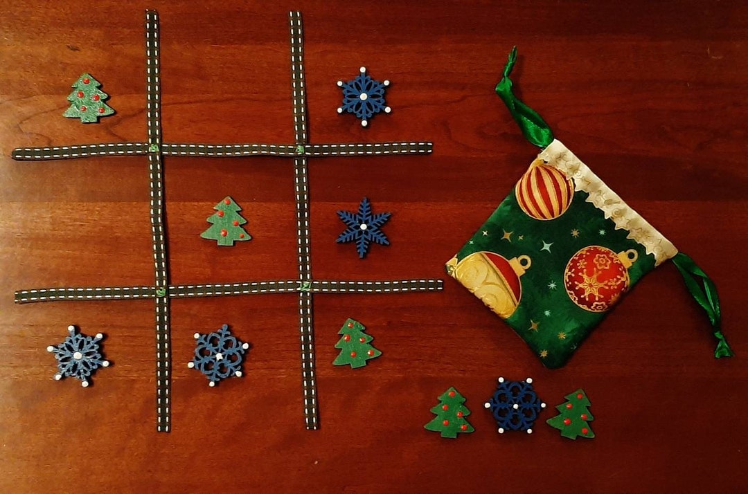 Tic Tac Toe Game, Christmas Theme, Handmade - Etsy