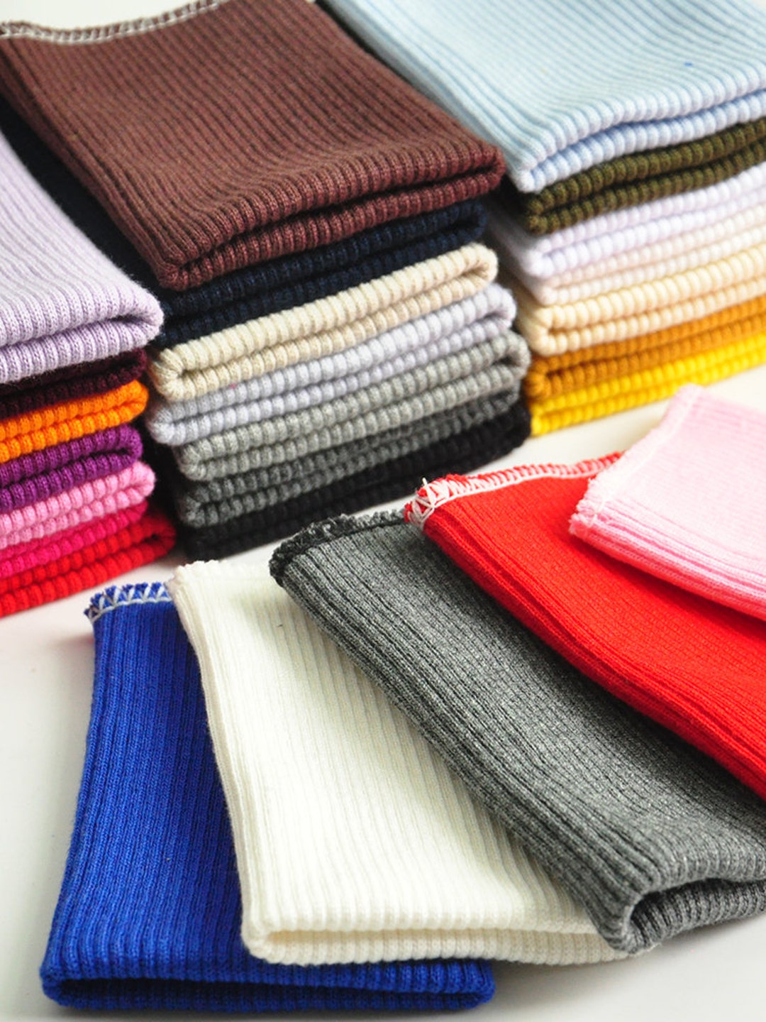 23 Colours Cotton Elastic Ribbing Knit Fabric, for Cuffs, Waists ...