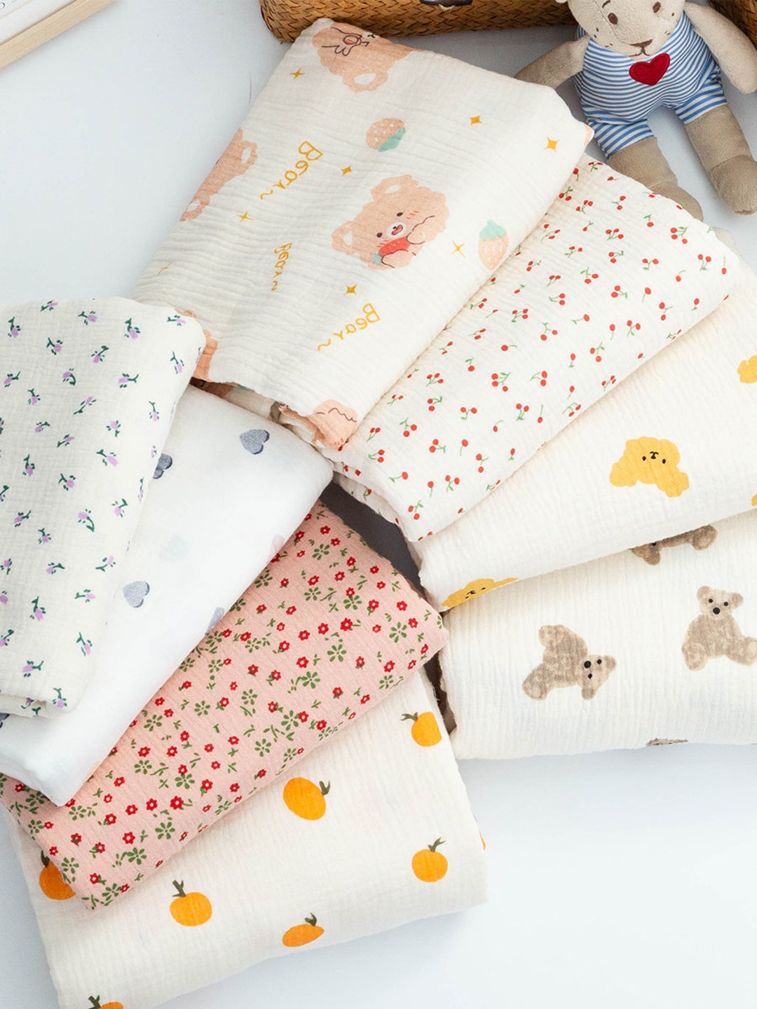 Crinkle Double Gauze Fabric, Premium Quality Muslin Fabric, 100% Cotton Double Gauze Fabric ...