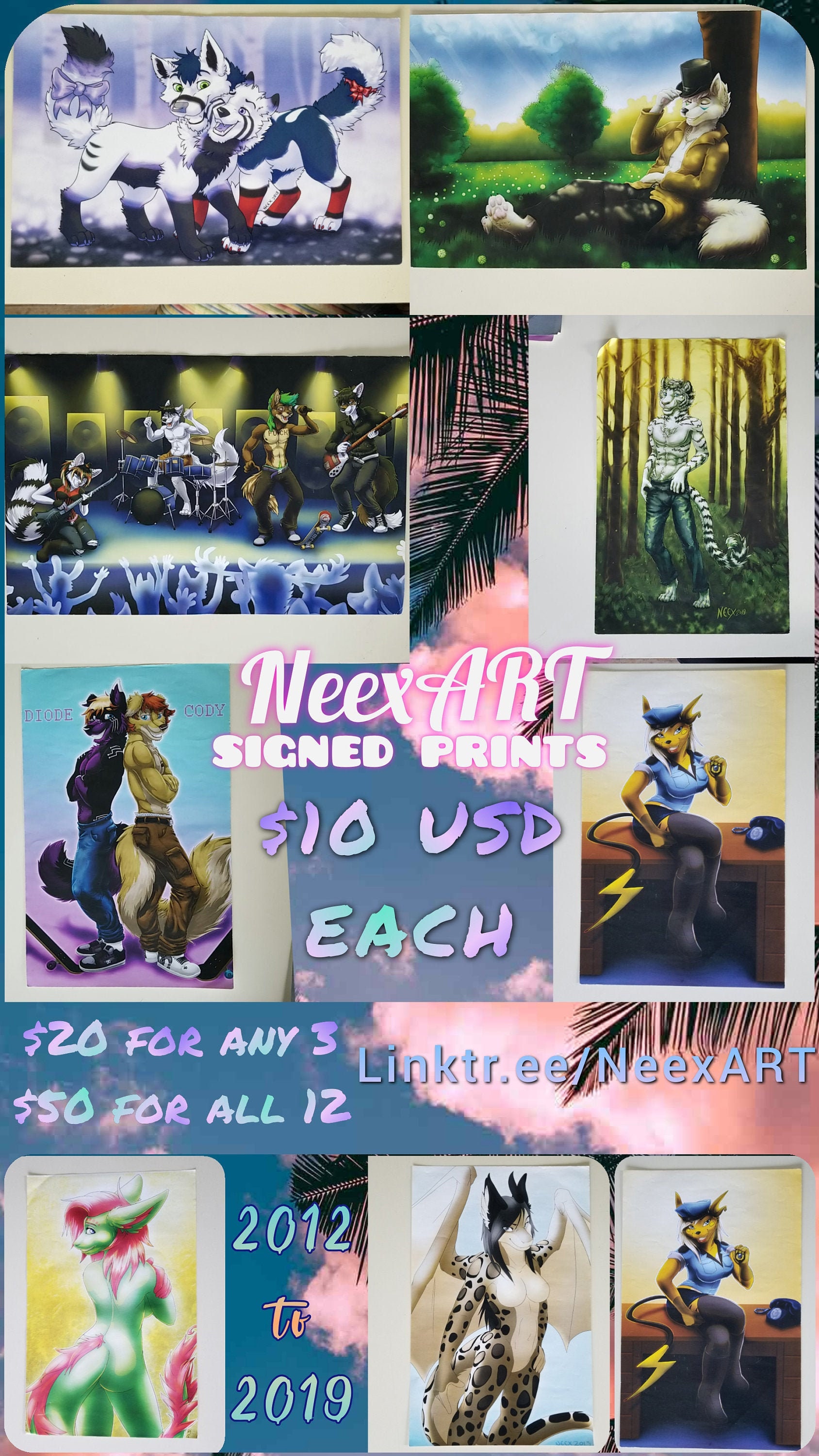 11X17 FURRY POSTERS by NEEXART Signed Prints Pink Pencil Wolf - Etsy