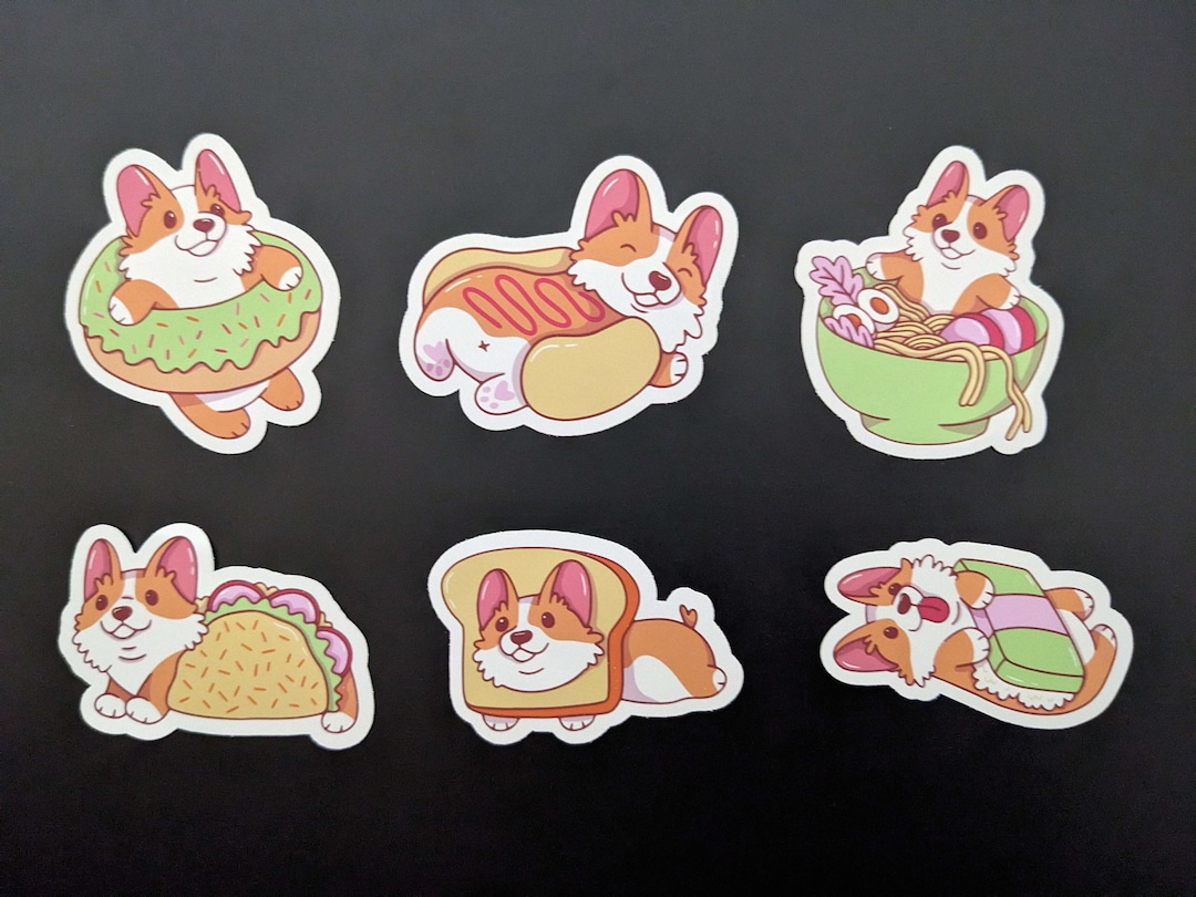 Lootgear Kawaii Food Corgi Vinyl Sticker Matte Donut Hot Dog Ramen ...