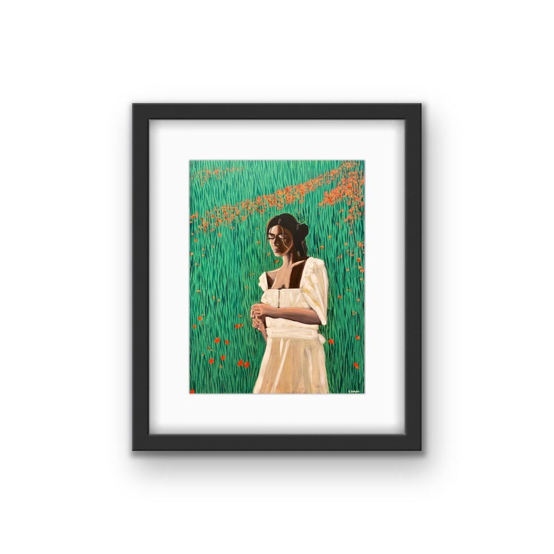 Female Portrait Print Framed Woman Portrait Print With Mat Woman in ...