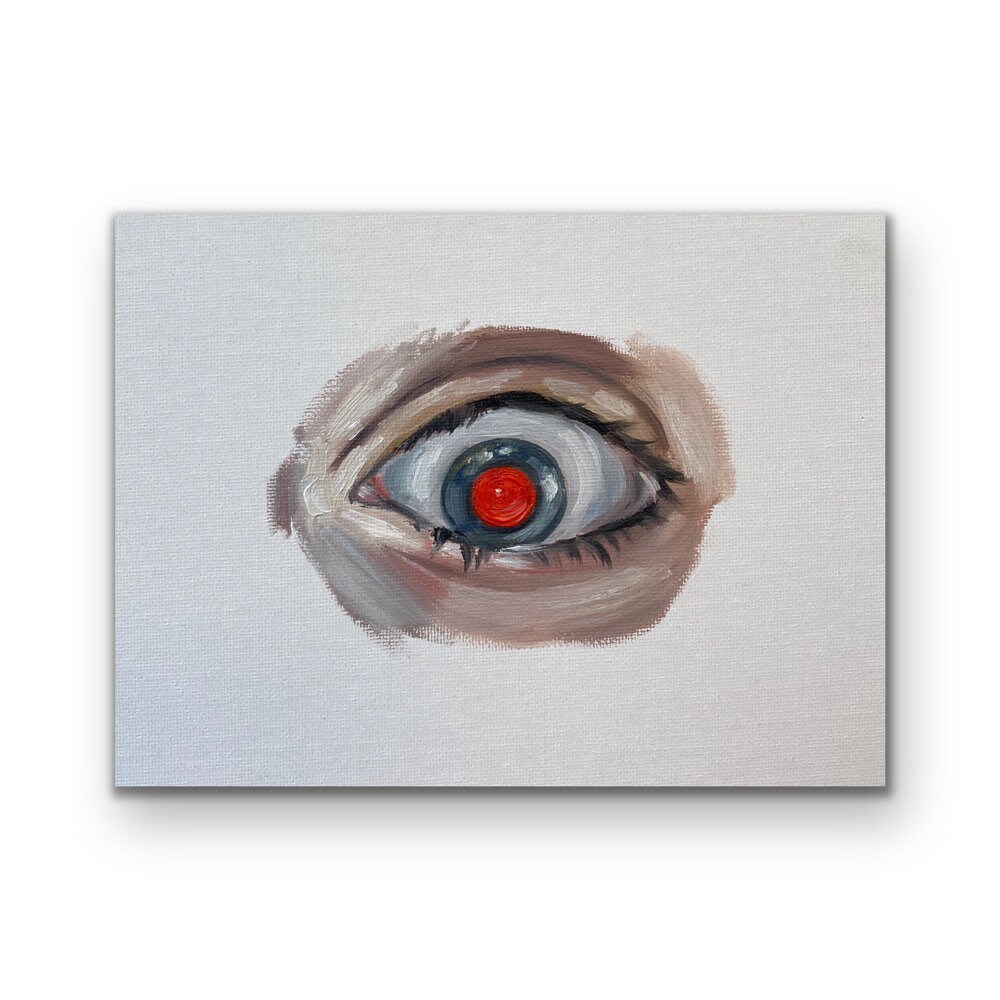 Red Eyeball Oil Painting on Panel Detailed Figurative Art - Etsy