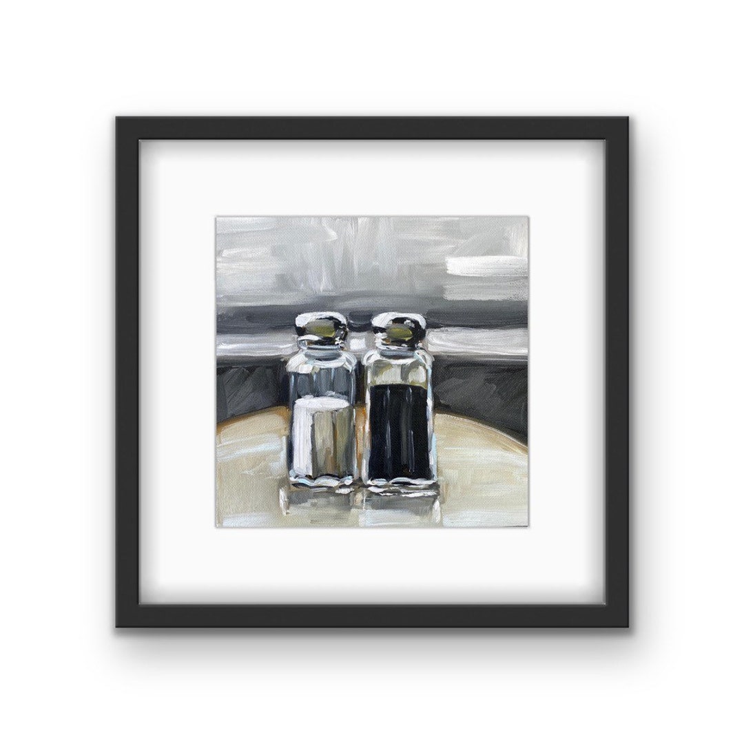 Salt and Pepper Shakers Framed Print With Mat Salt and Pepper Art Food ...