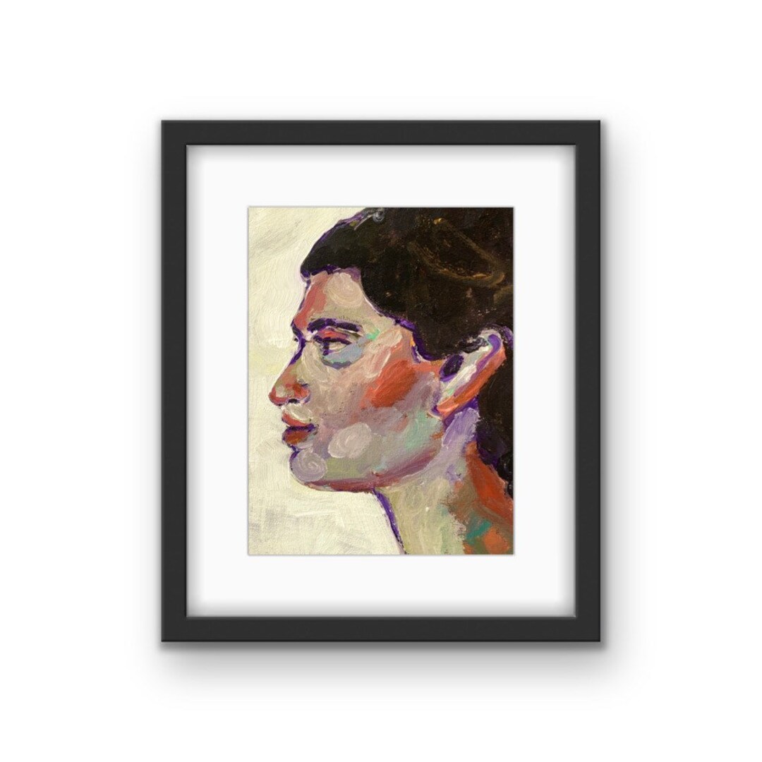 Female Portrait Print Framed Woman Portrait Print With Mat Semi ...