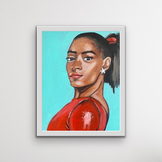 Simone Biles Portrait Painting on Panel Simone Biles Art | Etsy UK