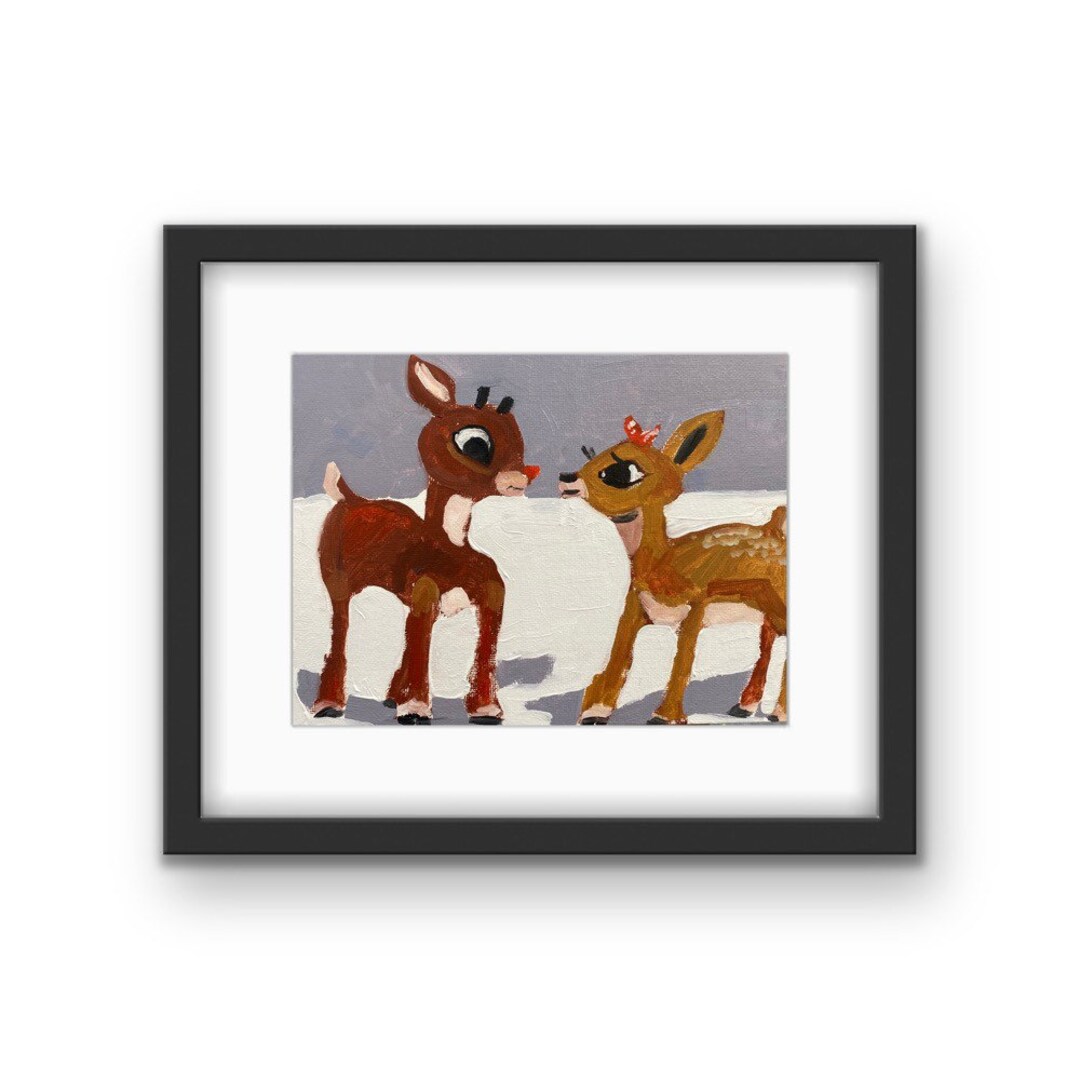 Rudolph the Red Nosed Reindeer Framed Print With Mat | Christmas Art ...