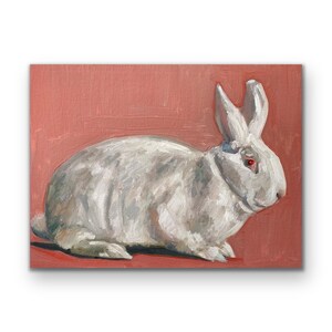 White Rabbit Red Eyes Original Oil Painting on Canvas by Sarah - Etsy