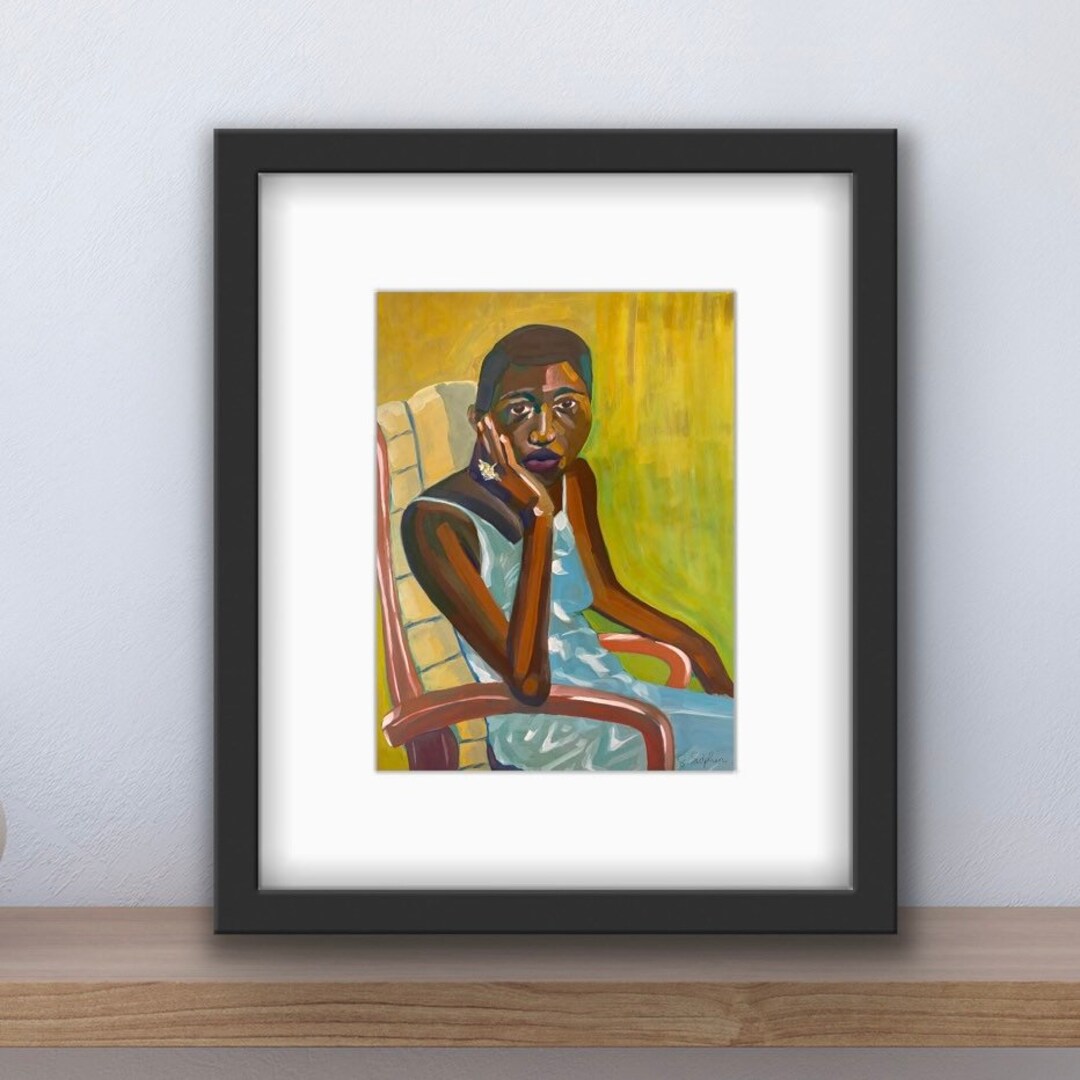 Female Portrait Print Framed Woman Portrait Print With Mat Figurative ...