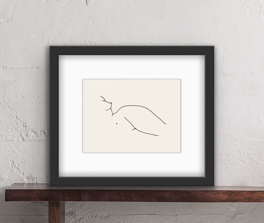 Framed Figurative Print With Mat | Figurative Line Drawing | Minimalist ...