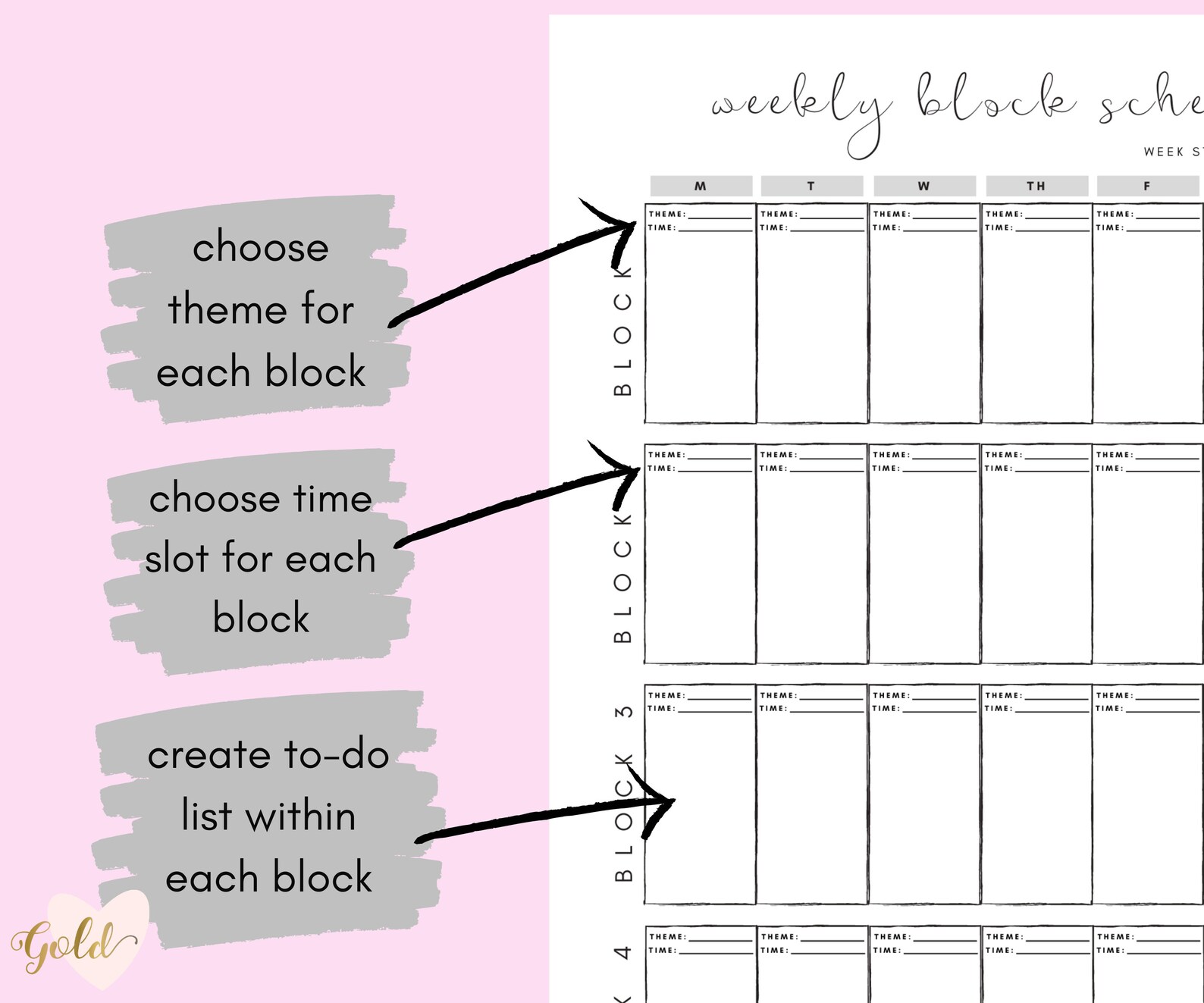 Weekly Block Schedule Template Printable Planner US Letter | Etsy