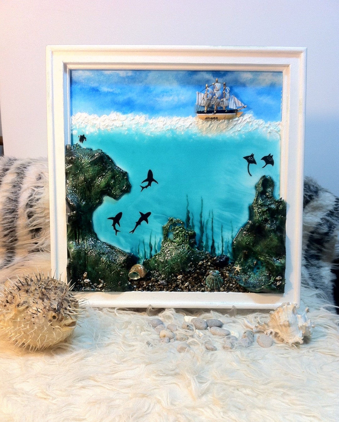 MADE-TO-ORDER Ocean Underwater Resin 3D Painting,resin Home Decor,ocean ...