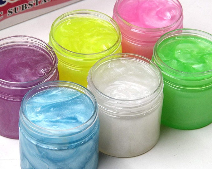 24 Pack 4 OZ Clear Plastic Slime Jars With Lids, Refillable Low Profile ...