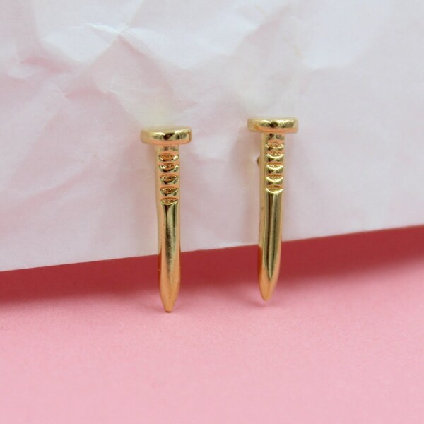 Nail Earrings - Etsy