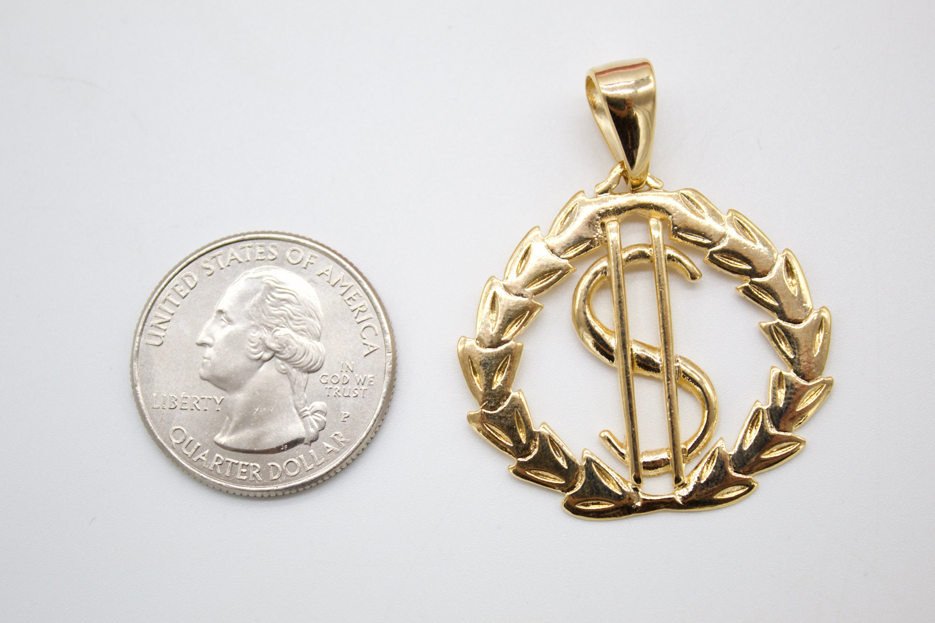18k Gold Filled Unique Money Dollar Necklace Pendant Bead - Etsy