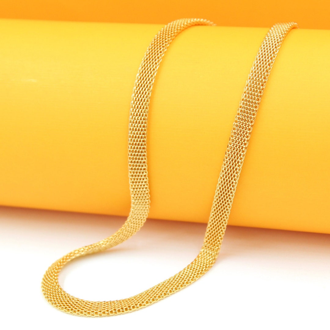 18K Gold Filled Designed Mesh Link Necklace Gold Mesh Chain - Etsy