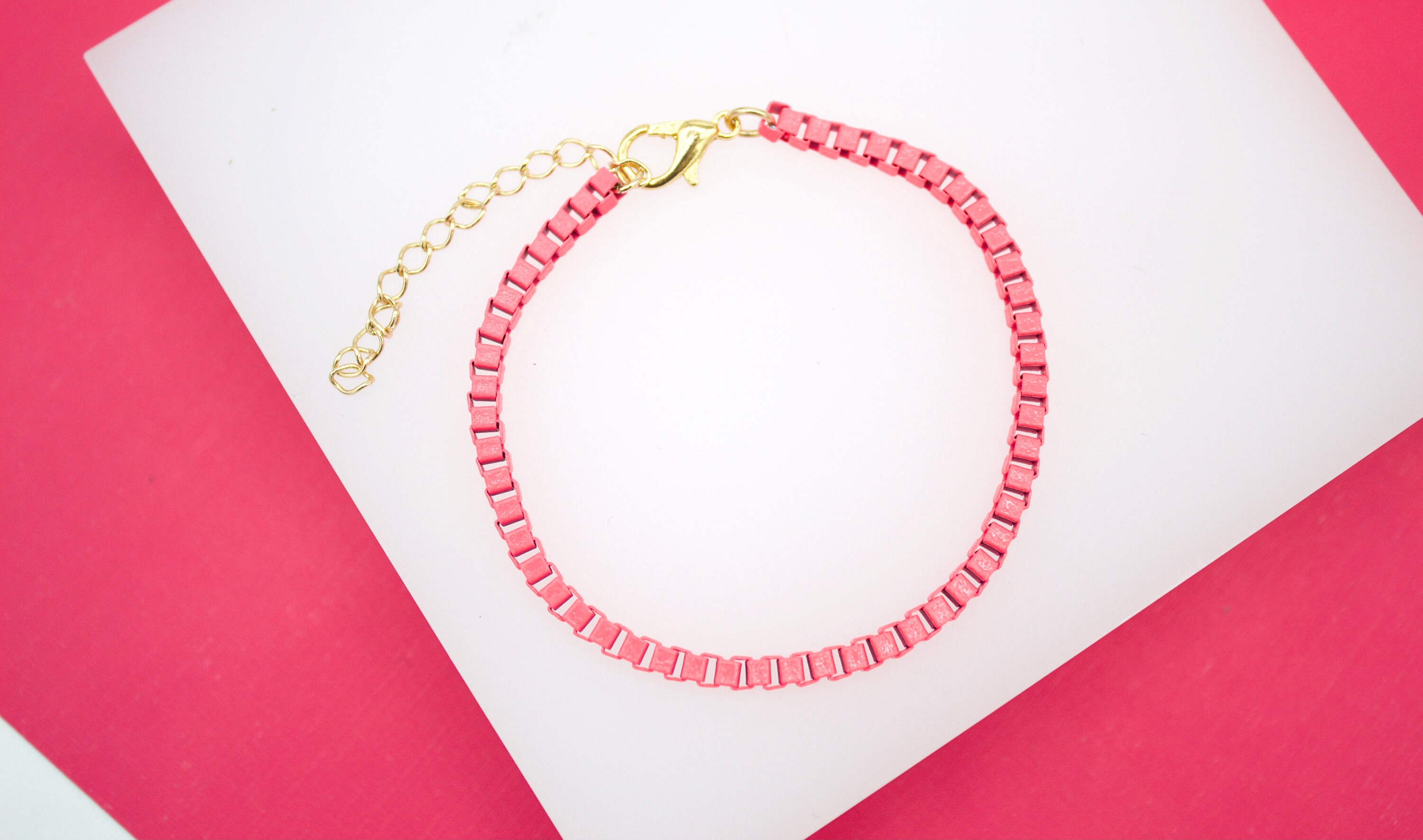 18K Gold Filled 3mm Colorful Enamel Box Chain Bracelets For | Etsy