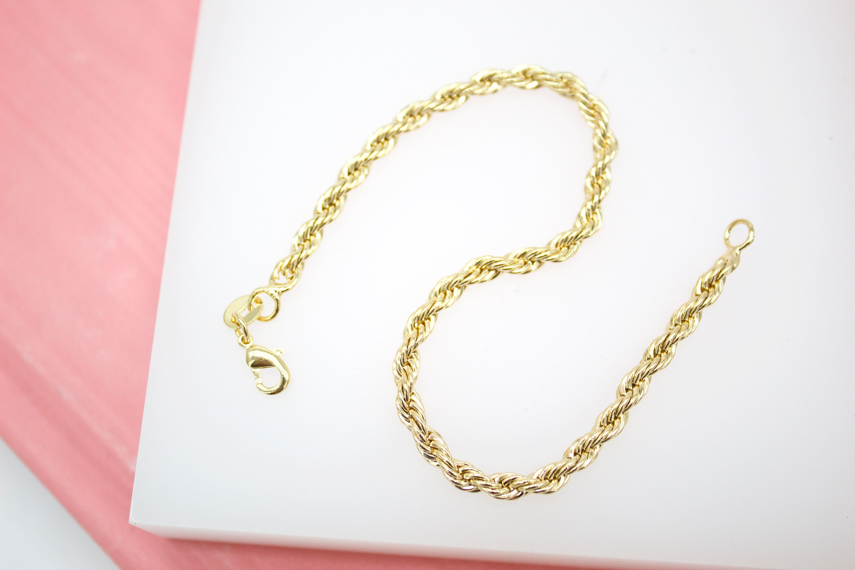 18K Gold Filled 4mm Gold Rope Chain for Wholesale Bracelet - Etsy Australia