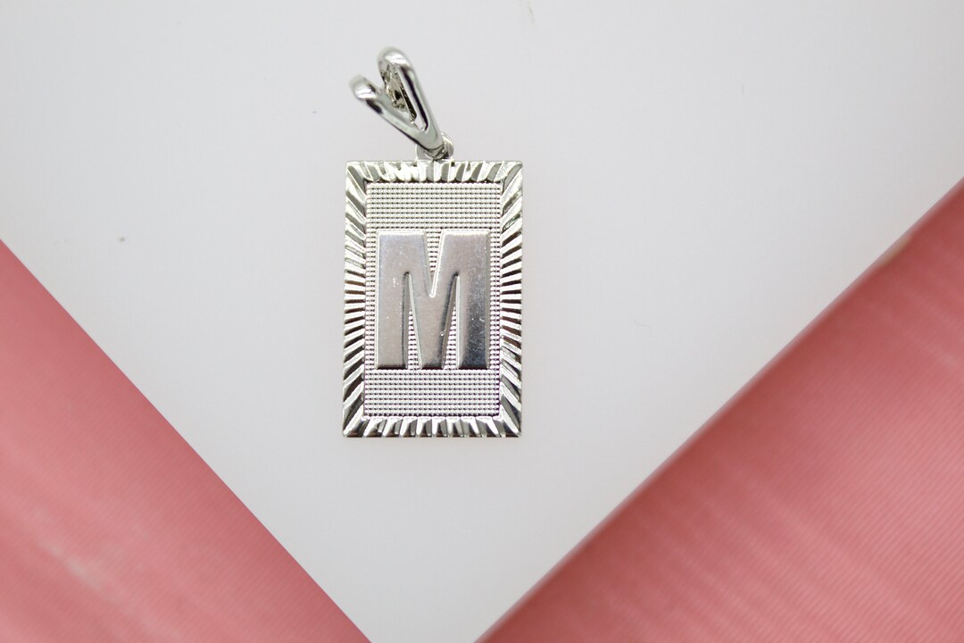18K Rhodium Filled Letter A-Z Letter Pendant for Initials Name Necklace ...