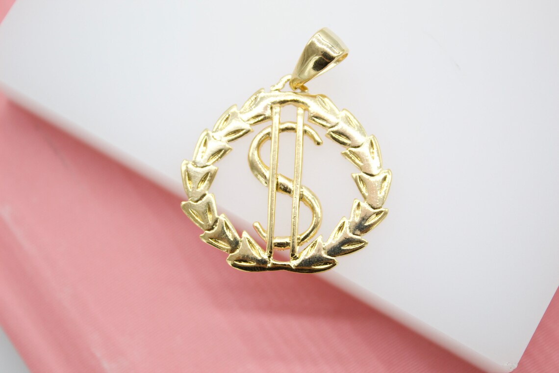 18k Gold Filled Unique Money Dollar Necklace Pendant Bead | Etsy