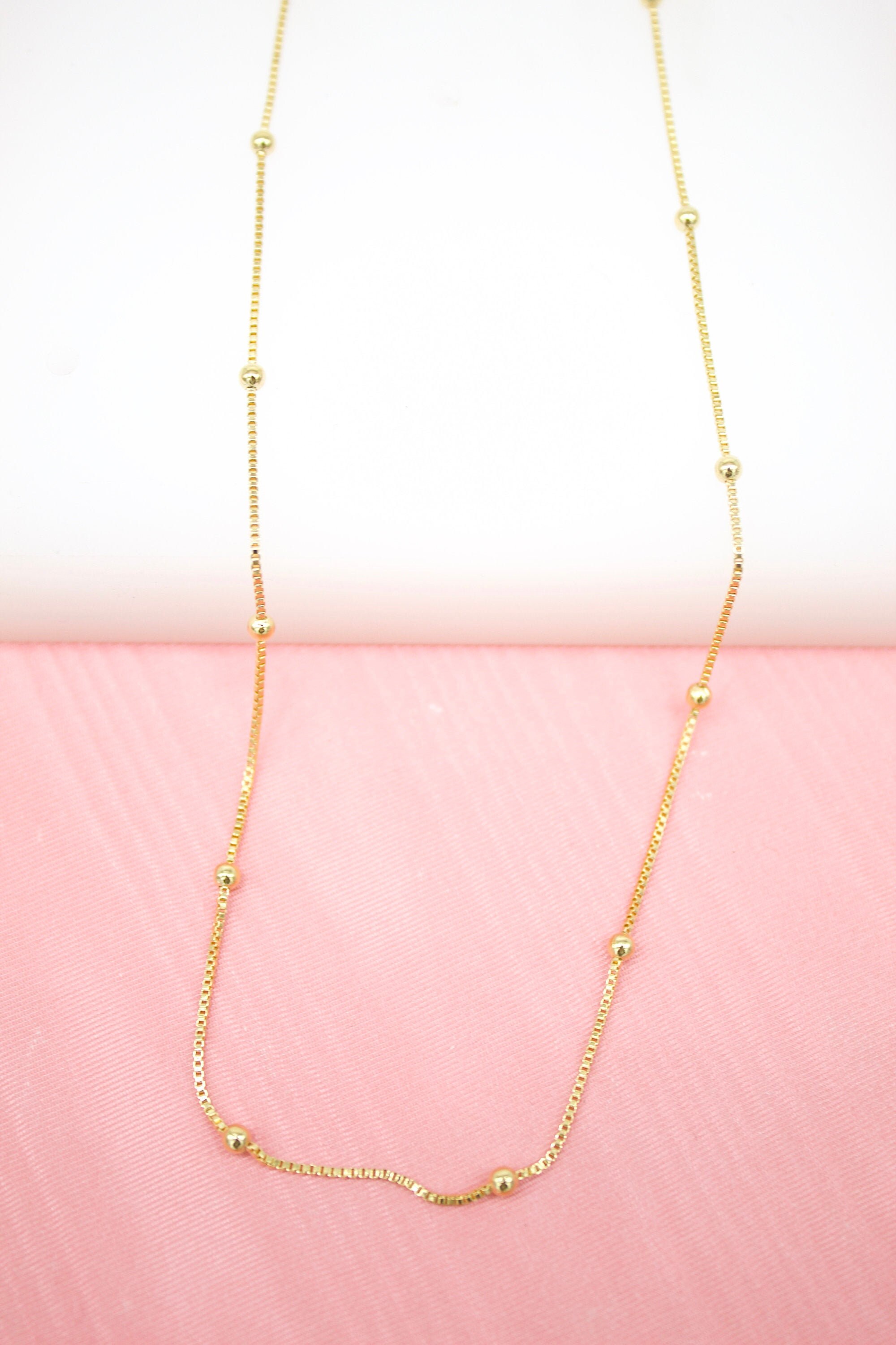 18K Gold Filled Box Chain With Round Ball for Wholesale Chains - Etsy