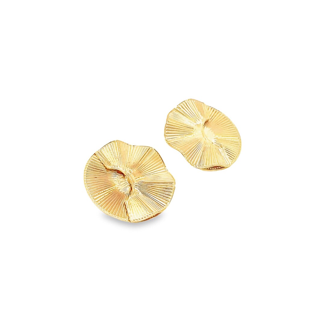18K Gold Filled Minimalist Wavy Earrings Half Textured Stud Earrings ...