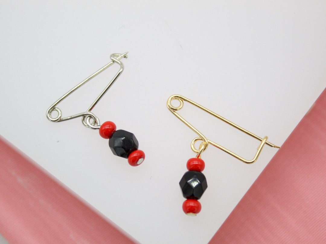 18K Gold Filled Azabache Red and Black Bead Pin for Wholesale - Etsy