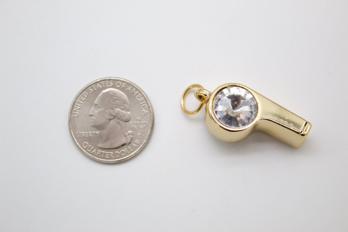 18K Gold Filled CZ Cubic Zirconia Stone Whistle Charm Pendant - Etsy