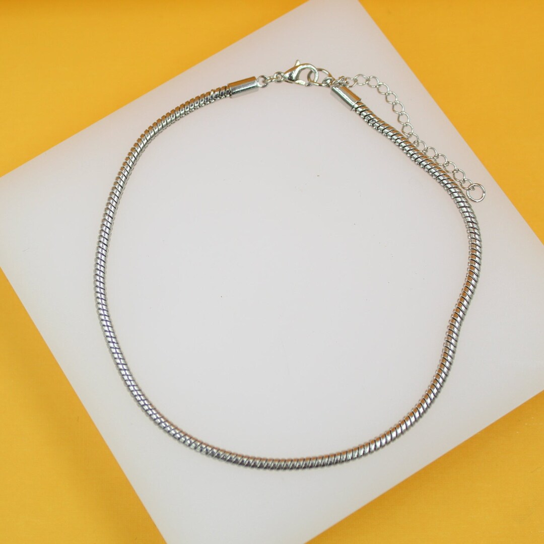 18K Rhodium Filled Smooth Round Snake Anklet Rhodium Filled - Etsy