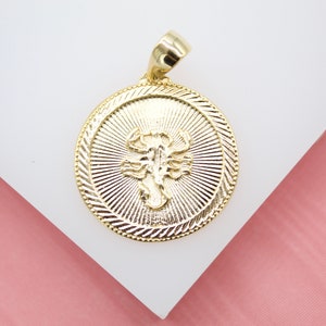 Delicate 18k Gold Filled Scorpio Coin Medallion Charm for Bracelet ...