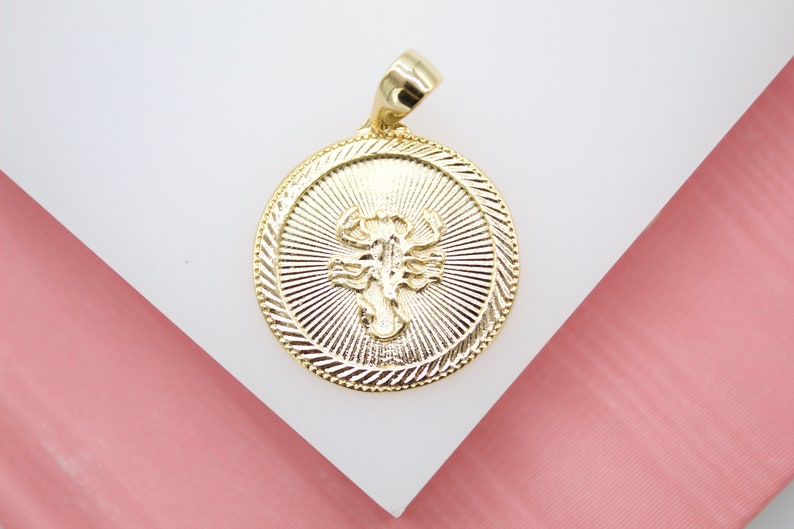 Delicate 18k Gold Filled Scorpio Coin Medallion Charm for - Etsy