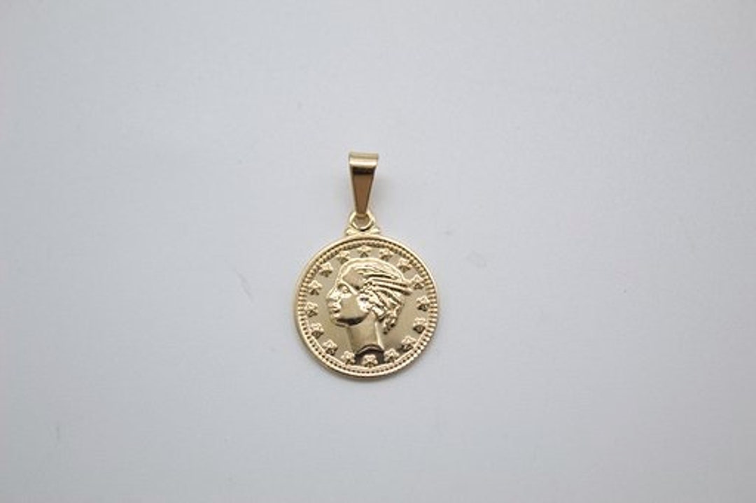Shiny/dull 18K Gold Coin Craft Supplies, Diy Jewelry, Wholesale Pendant ...