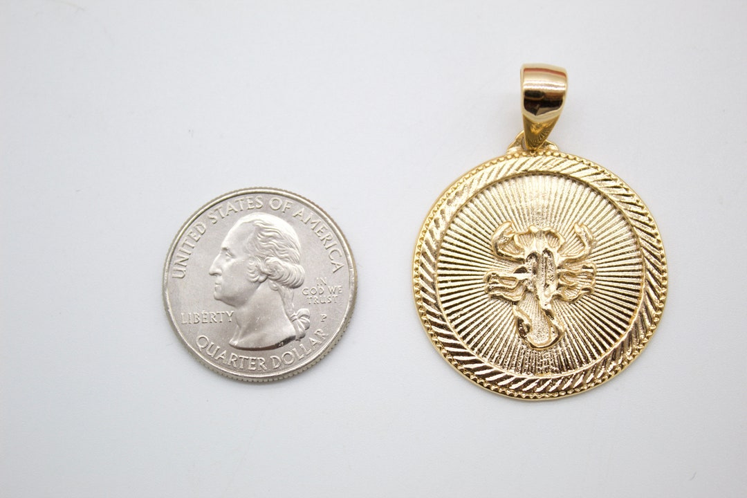 Delicate 18k Gold Filled Scorpio Coin Medallion Charm for Bracelet ...