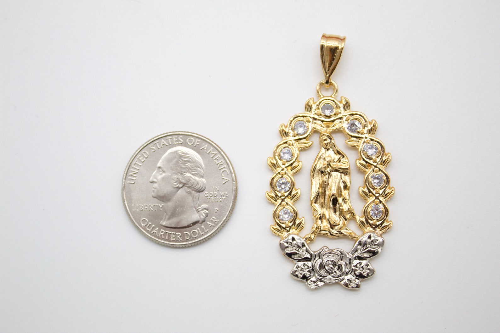 18K Gold Filled Virgin Saint Mary Cubic Zirconia Pendant for - Etsy