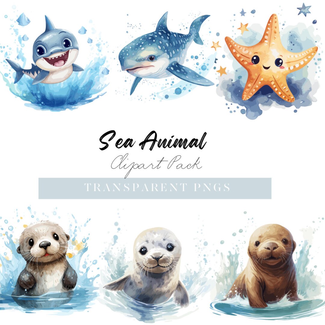 Watercolor Sea Animal Clipart for Nursery Wall, Nursery Prints Art ...
