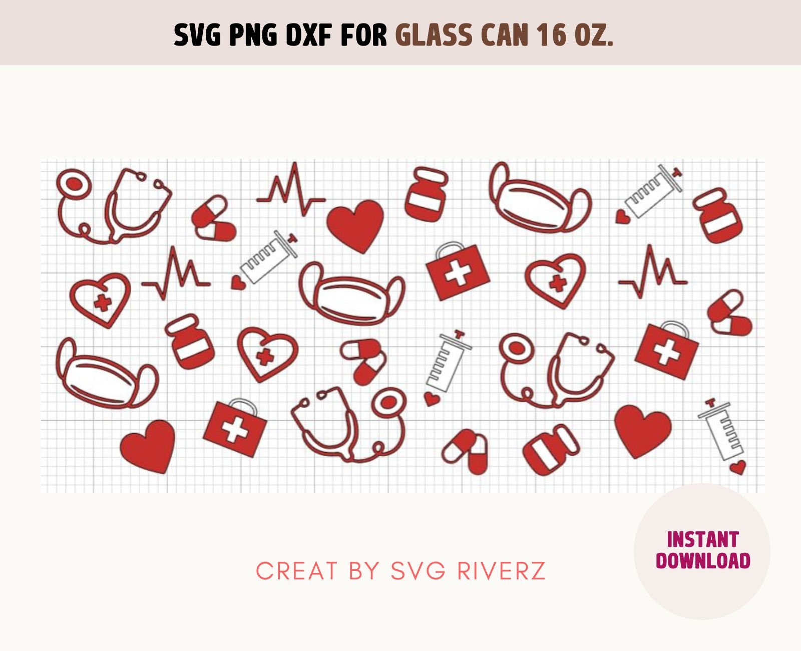 Doctor & Nurse Svg , DXF and PNG Cutting Digital File for 16oz Libbey ...