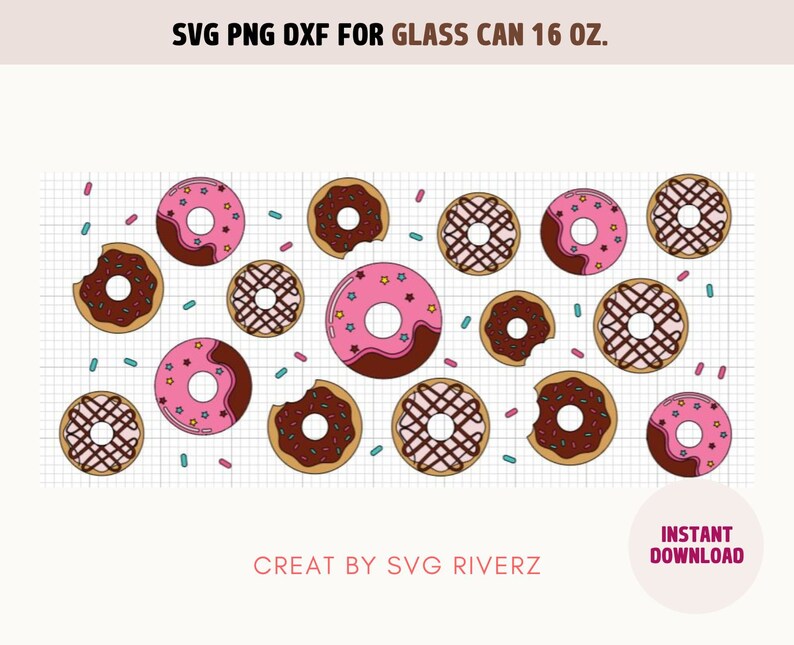 Donuts Svg , DXF and PNG Cutting Digital File for 16oz Libbey Beer or ...