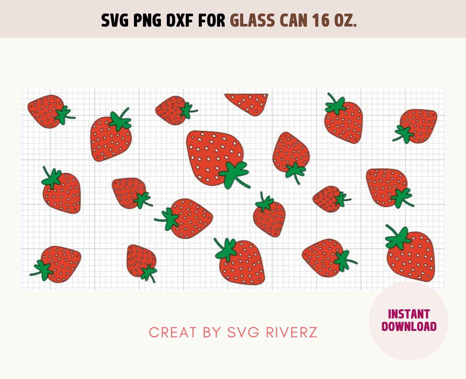 Strawberry Svg DXF and PNG Cutting Digital File for 16oz - Etsy