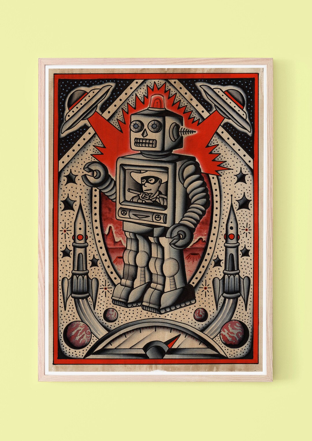 Robot Alien Attack Colour Fine Art Print A4 or A3 - Etsy
